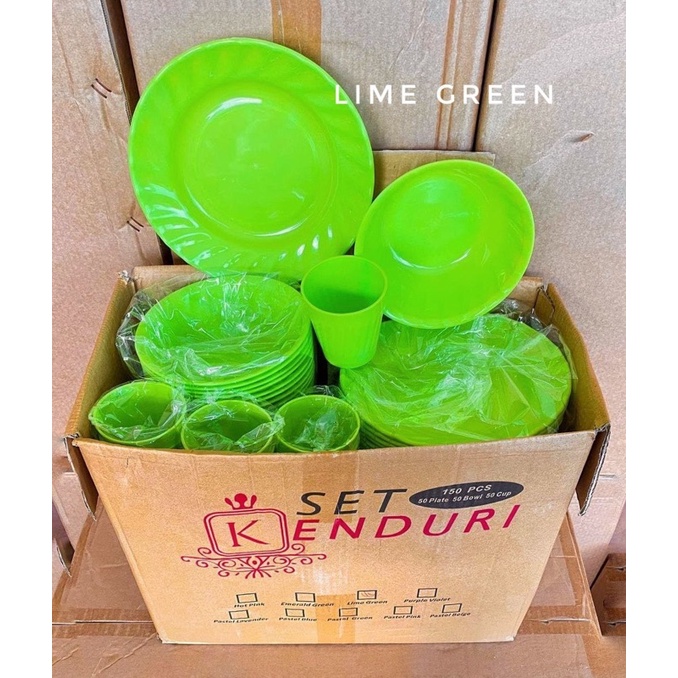 SET PINGGAN MANGKUK CAWAN PLASTIK PP BPA FREE SET KENDURI MUDAH CUCI ...