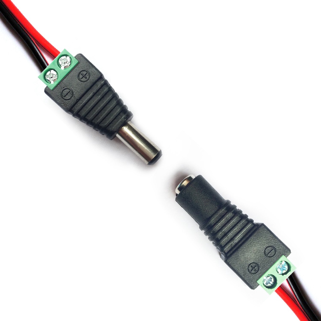 1 Paris Male and Female DC Connector 2.1mm*2.5mm Power Jack Adapter ...