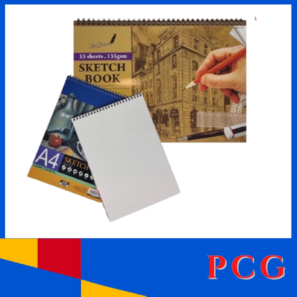 UP CLASSIC TEAR-OFF SKETCH BOOK SAIZ A4 POTRAIT / LANDSCAPE 135GSM 15S ...