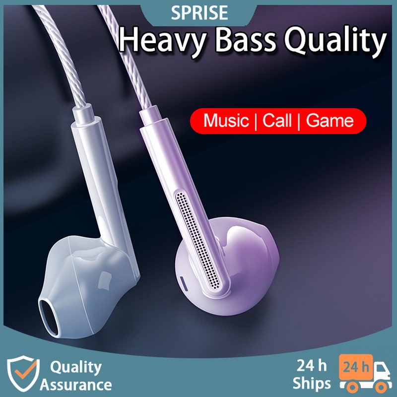 SPRISE Wired Headphones Heavy Bass In Ear Headphone with Mic Stereo ...