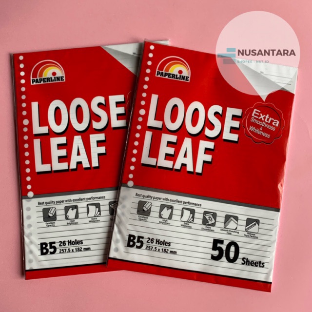 LOOSE LEAF PAPERLINE B5 50 Sheets B5 BINDER Pack (50 Sheets) | Shopee ...