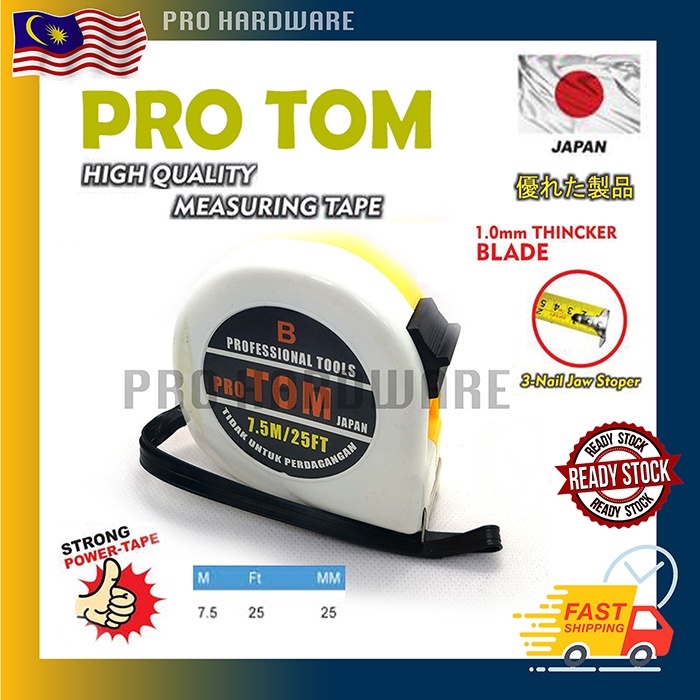 ECONOMY 7.5M MEASURING TAP PRO TOM BRAND MEASURING TAPE LIGHT DUTY TYPE ...