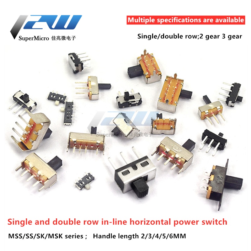 10Pcs Toggle Switch Single and Double Row In-line Horizontal Small ...