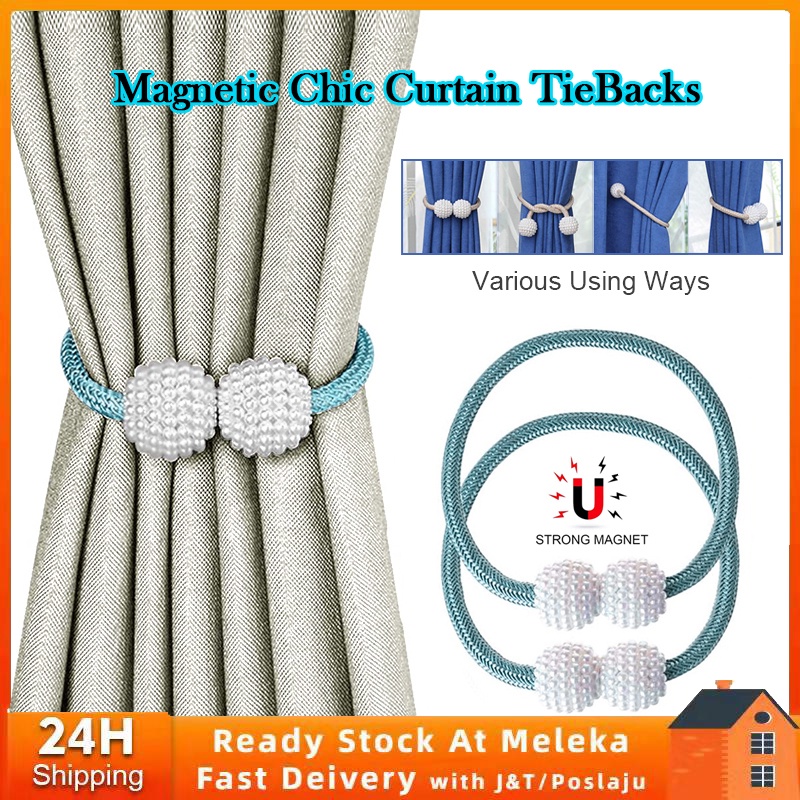 1x Pearl Magnetic Ball Curtain Ring Pearl Tie Rope Backs Clips ...