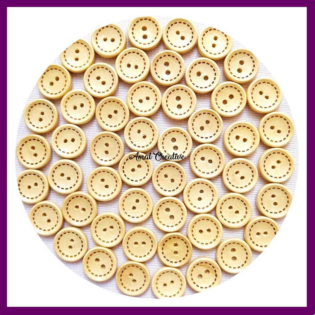 Stitch Design Round Wooden Buttons | Butang Kraf Kayu Corak Jahitan ...