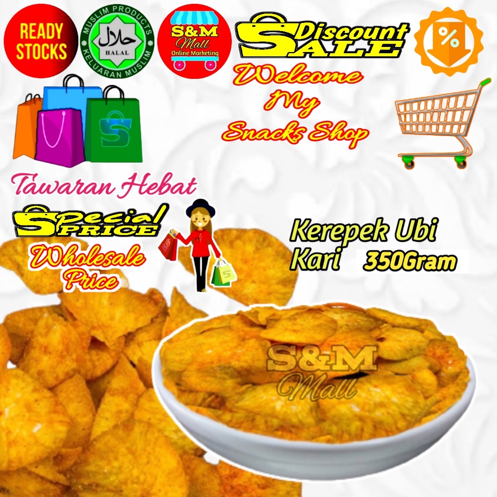 (Ready Stock) Kerepek Ubi Kari 350Gram Sedap rangup Perisa Kari Keropok ...