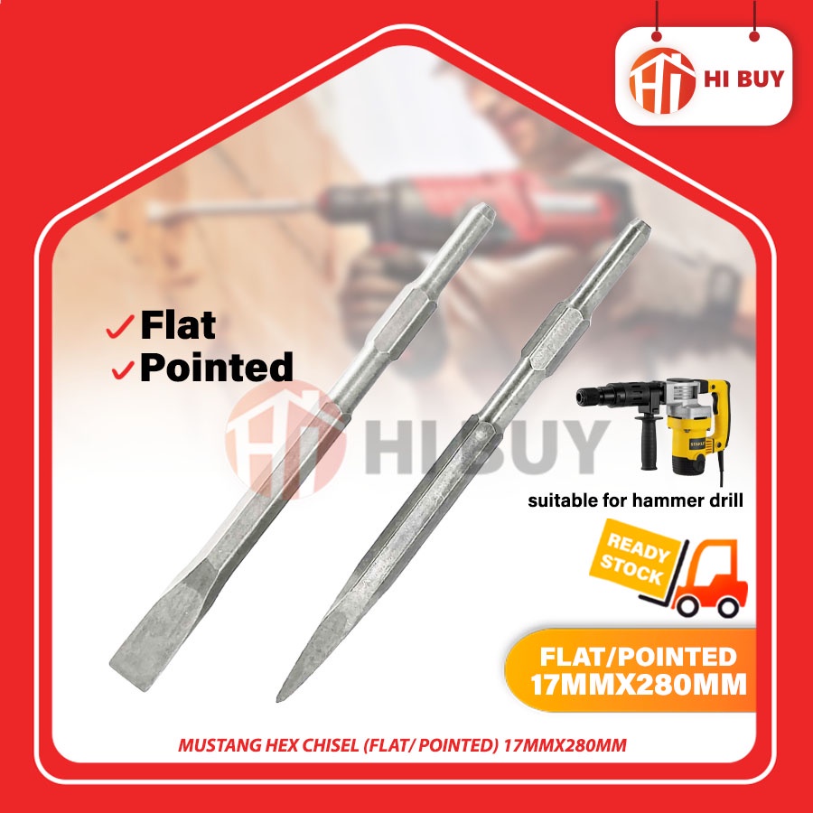 HEX CHISEL DRILL BIT FOR HAMMER DRILL 17MM X 280MM/ BREAKING CONCRETE ...
