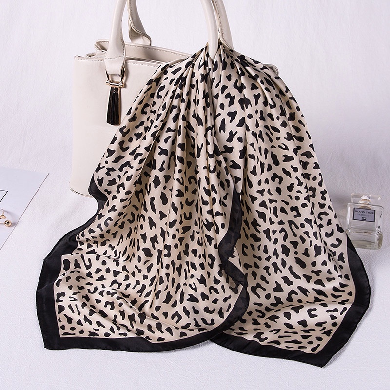 Aibins LISA 90 * 90cm Square Scarf Women's Shawl Satin Scarf Leopard ...