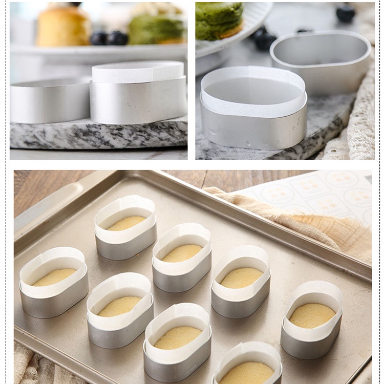 10pcs Aluminum Semi-cooked Cheese Mold Pastry Oval Cup Cake Paper ...