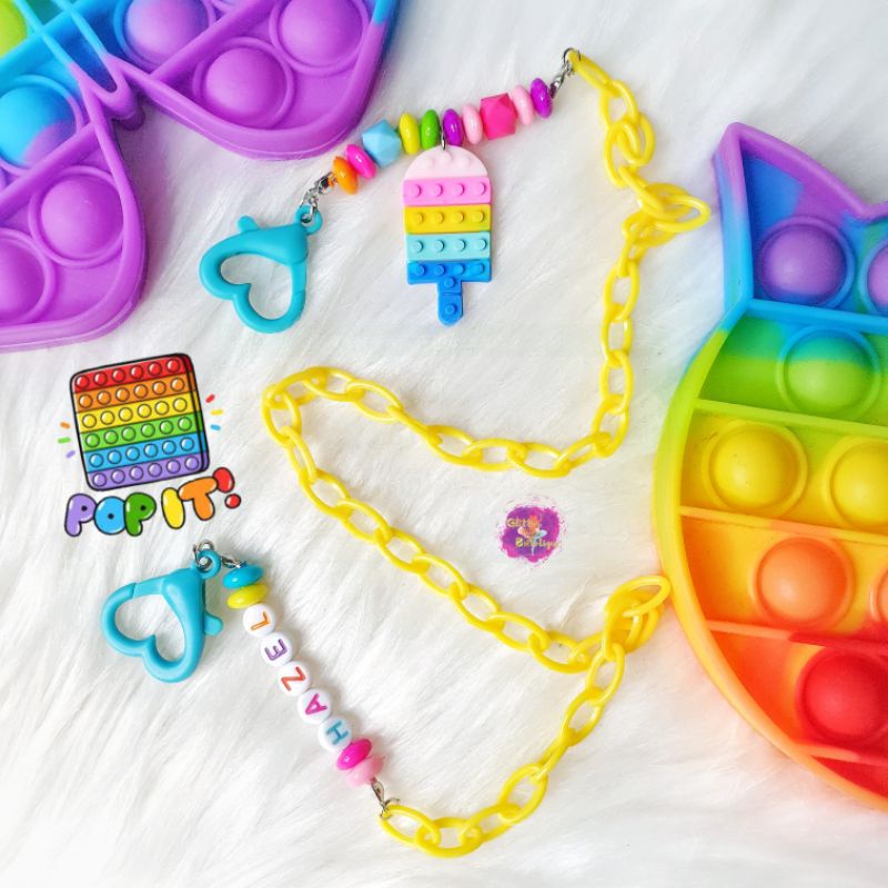 PopIt Fidget Face Mask Chain For Kids Ice Cream Pop-It Face Mask ...