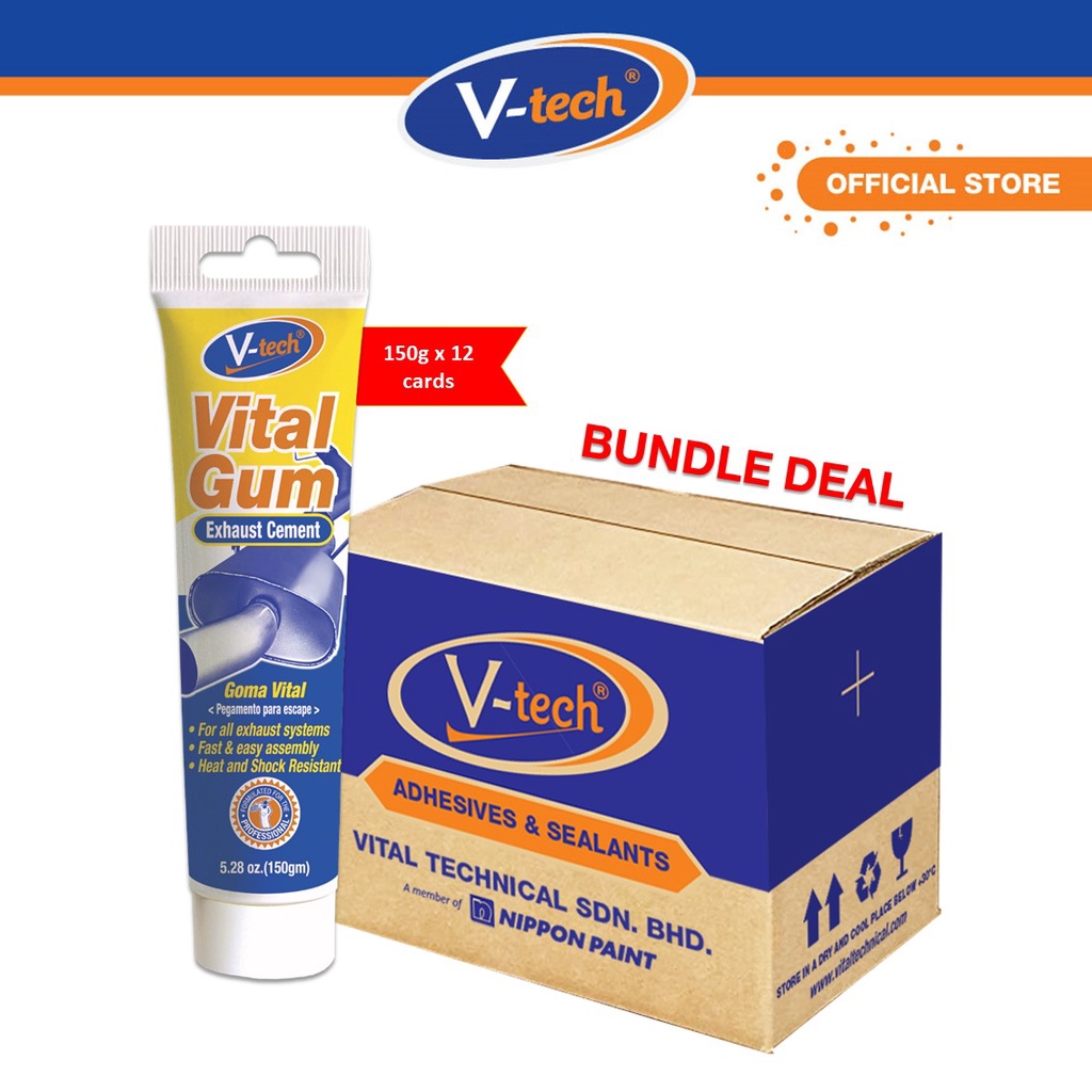 [BUNDLE] V-tech VT-180 Vital Gum (Exhaust Cement) (150g x 12 tubs ...