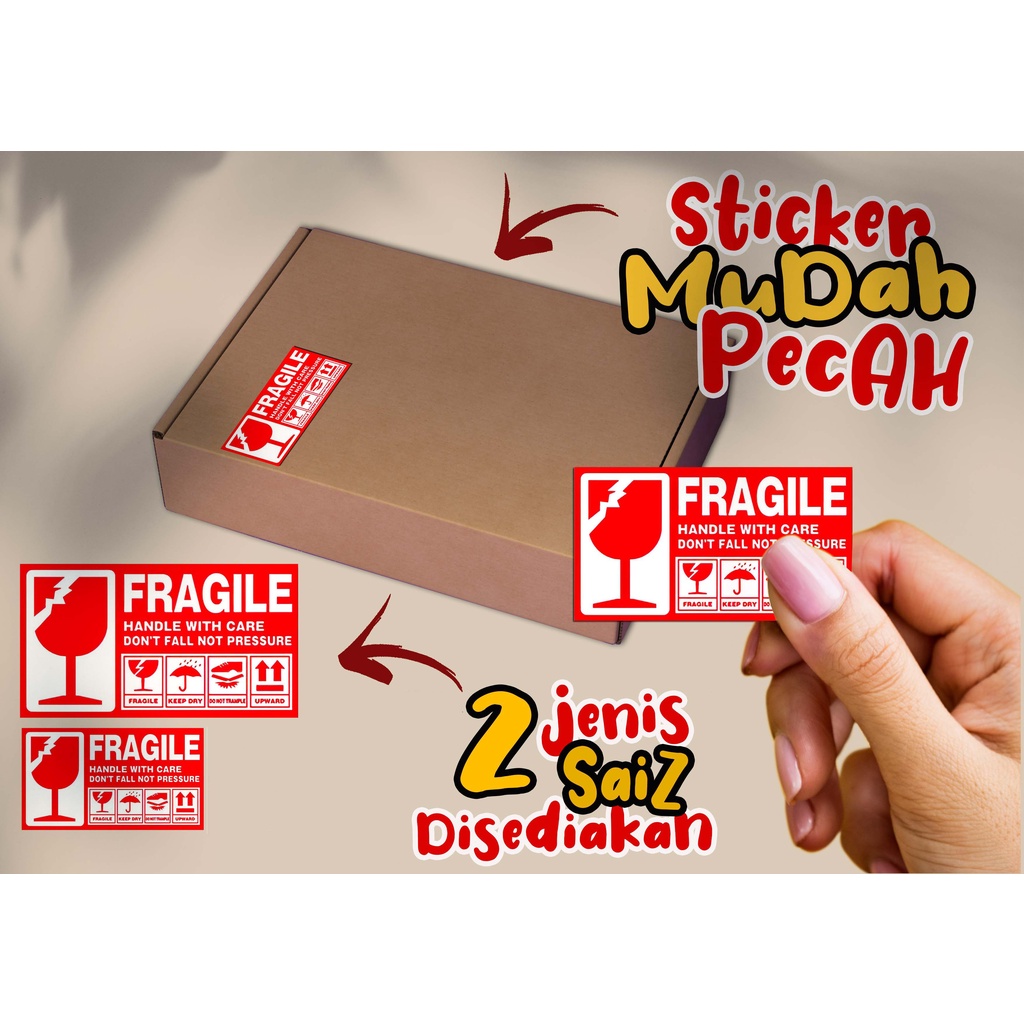 🔥NEW ITEM 🔥Fragile Stickers / Stiker Mudah Pecah 8cmx4cm/11.5cmx6.5cm ...