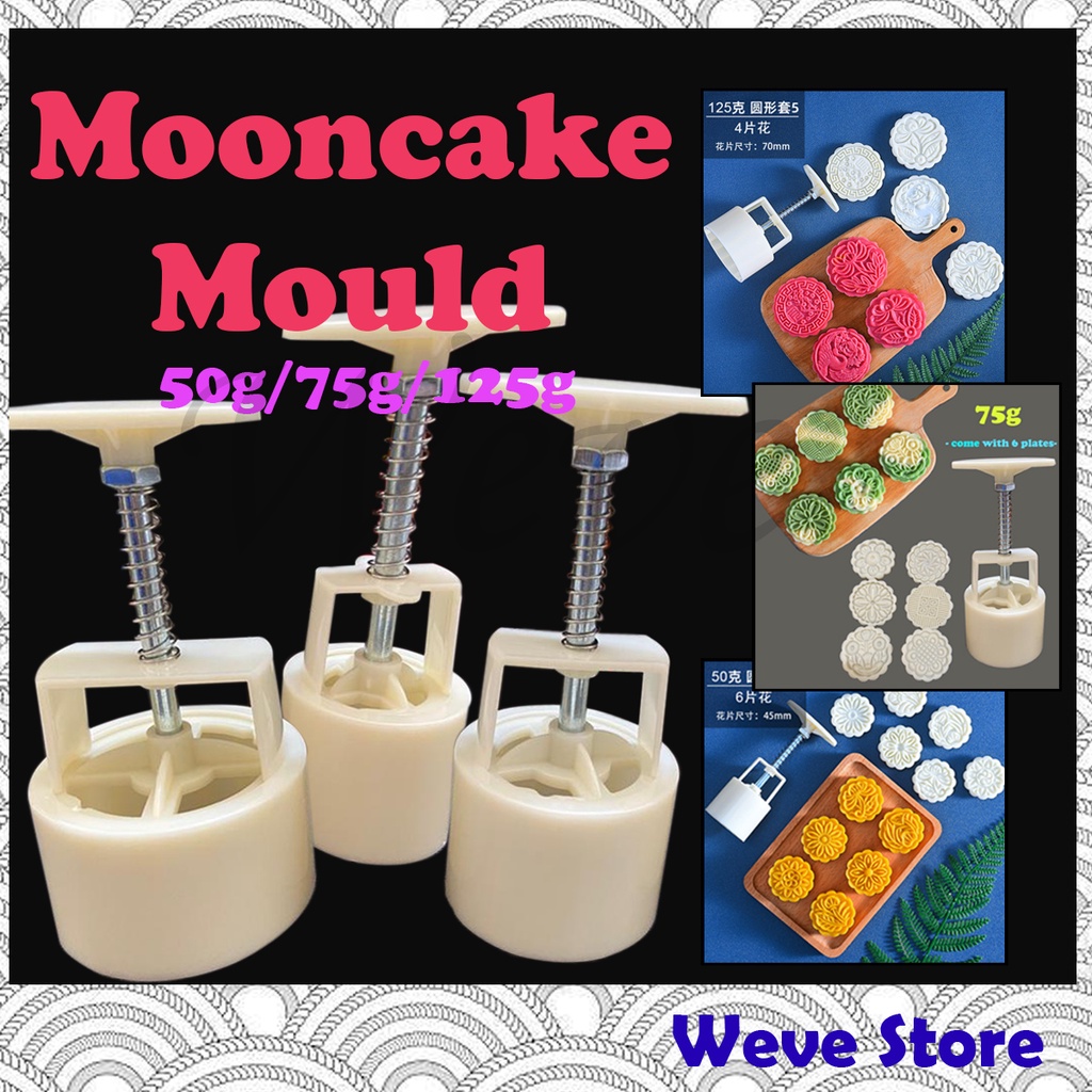 Mooncake Mould Round Flower Shape Handpress ABS Plastic 4/6 Pcs Flower ...