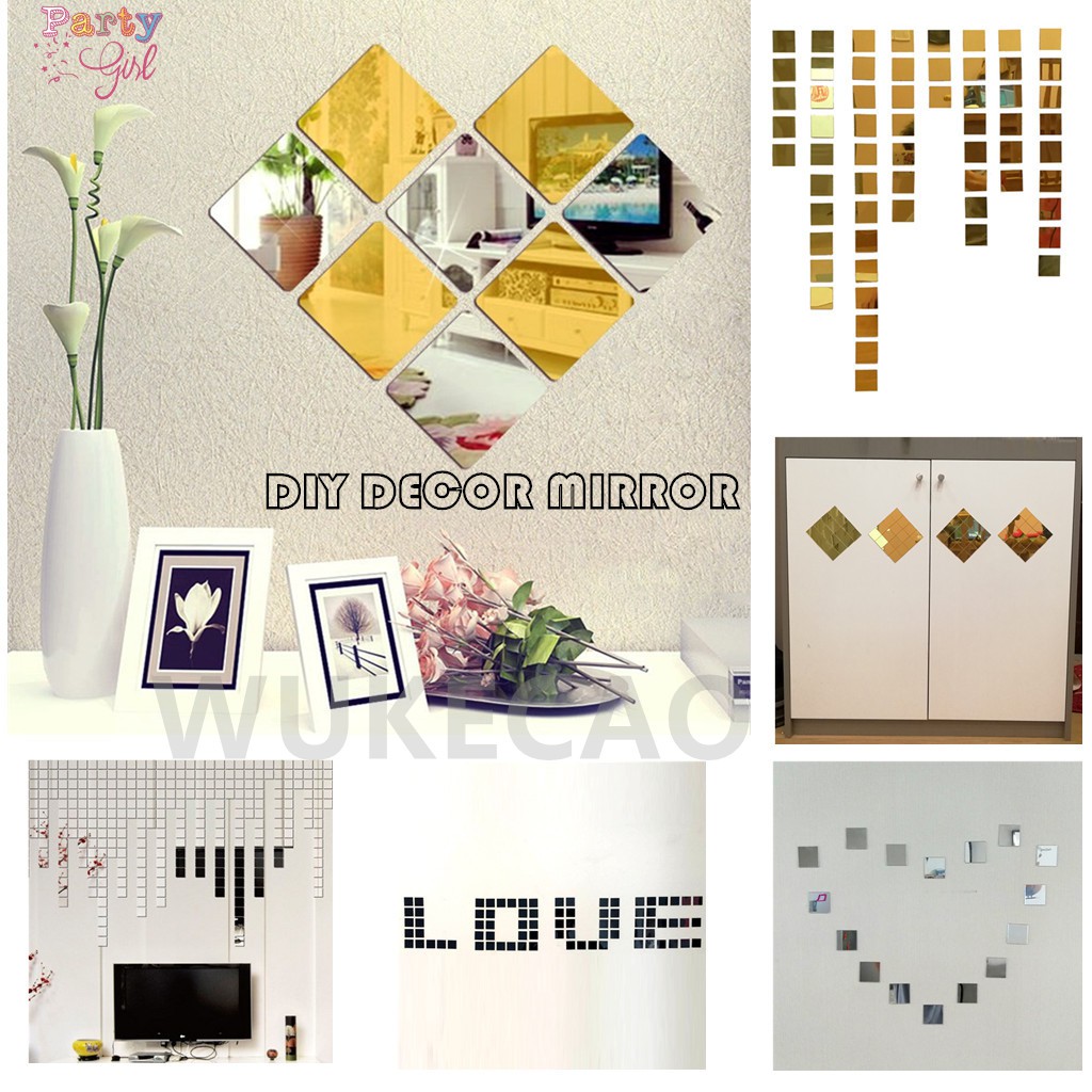 READY STOCK Hot Sale wallpaper Mirror DIY 3D Acrylic Tile Stickers ...