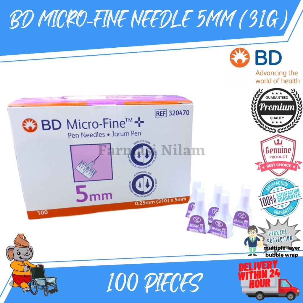 BD Micro-Fine Needle 5mm 100's | Jarum Insulin pakai buang. | Shopee ...