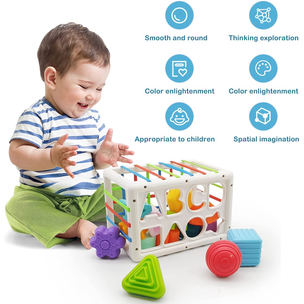 Baby Colorful Shape Block Sorting Toys New Game Baby Montessori ...
