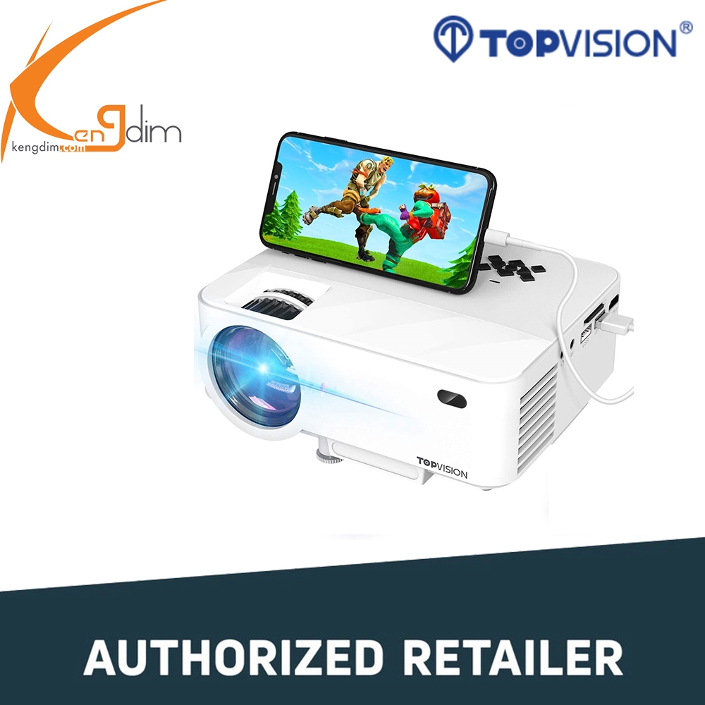 TOPVISION Mini Projector with Synchronize Smart Phone Screen, 1080P ...