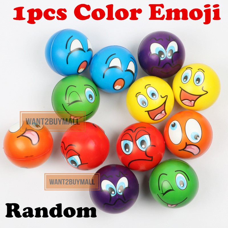 6.3cm Funny Colorful Emoji Weird Face Anti Stress Relief Relax Sponge ...