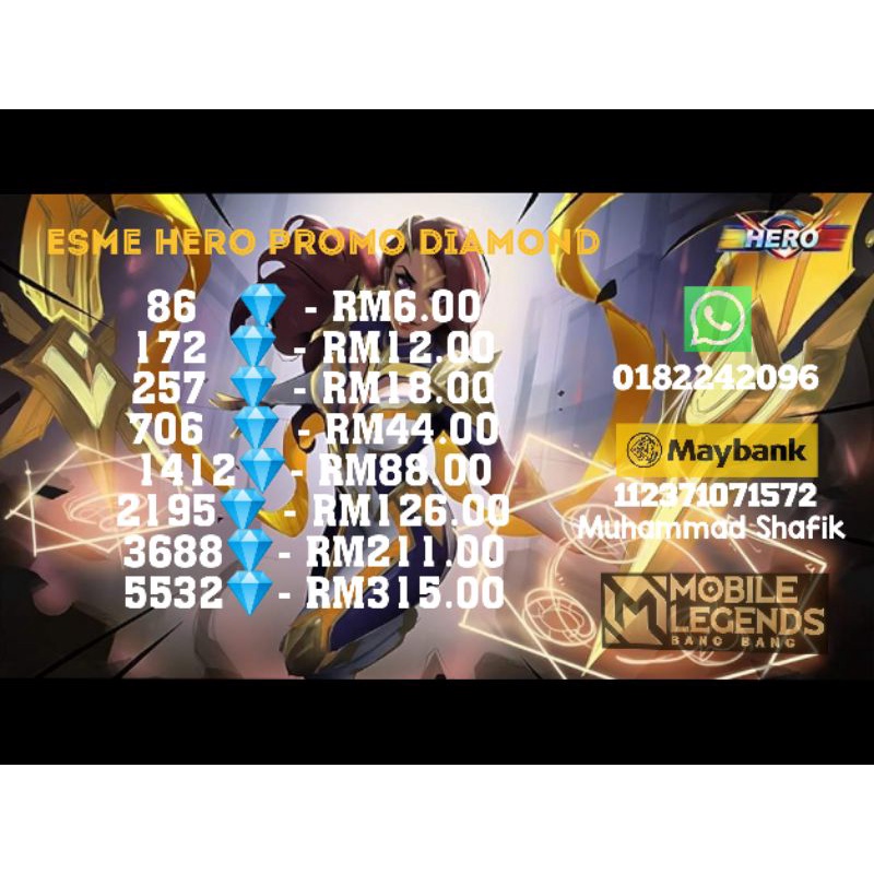 DIAMOND PROMO MOBILE LEGENDS SET B (SERVER MY) | Shopee Malaysia
