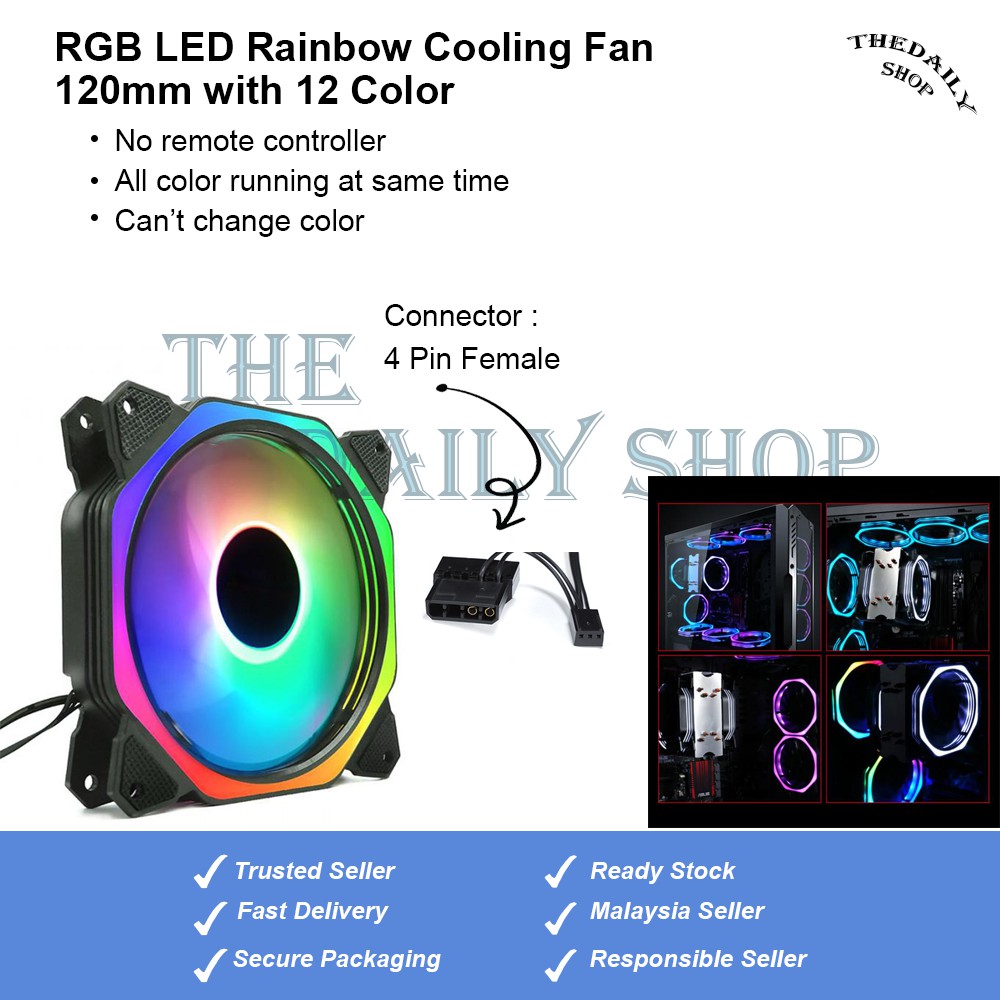 RGB LED Cooling Fan 120mm with 12 Color for Desktop PC Cooling System ...