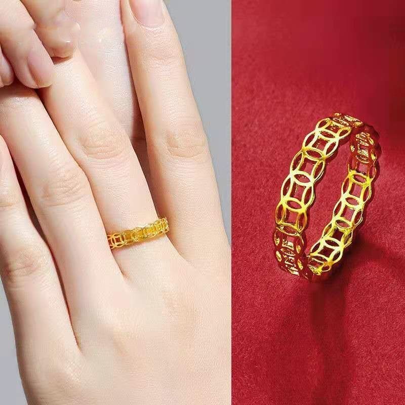 Non fading Vietnamese gold-plated gold-plated copper coin ring female ...