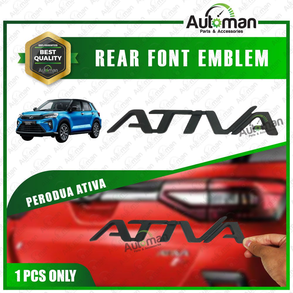 Perodua Ativa Car Logo Matt Black Rear Font Emblem 1Pcs | Shopee Malaysia