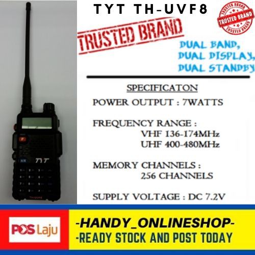 TYT TH-UVF8 F8 UV Dual Band 5W Walkie Talkie 5KM High Range UHF VHF 100 ...