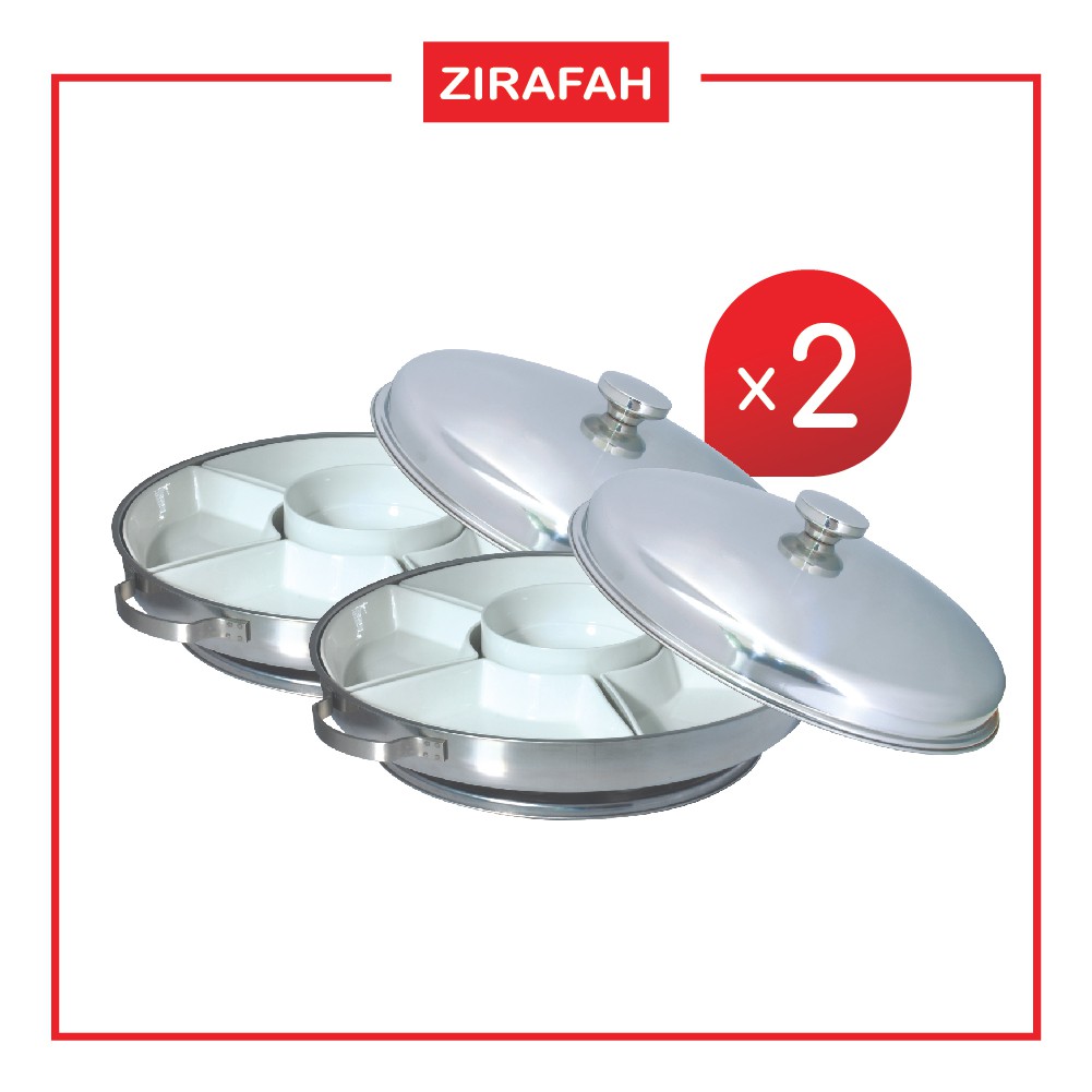 2 Sets Stainless Steel Dome Ceramic Bowl Round Chafing Dish Diameter ...