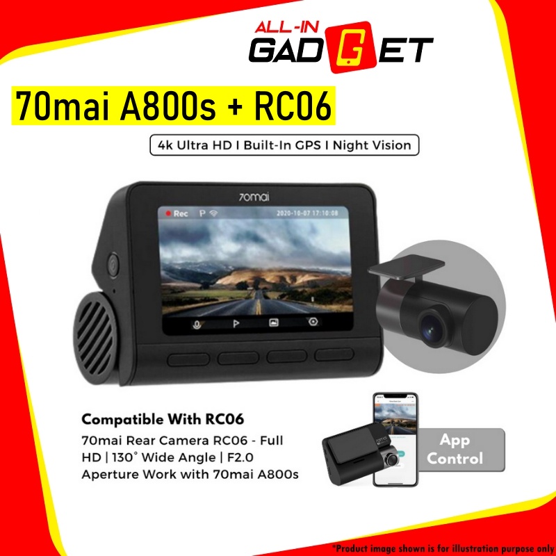 Original 70mai A800S Dual Vision 140 Rear Cam FOV 4K Ultra HD Screen ...