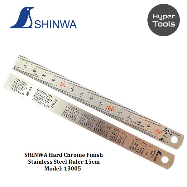 SHINWA Hard Chrome Finish Stainless Steel Ruler 15cm - Model: 13005 | Shopee Malaysia