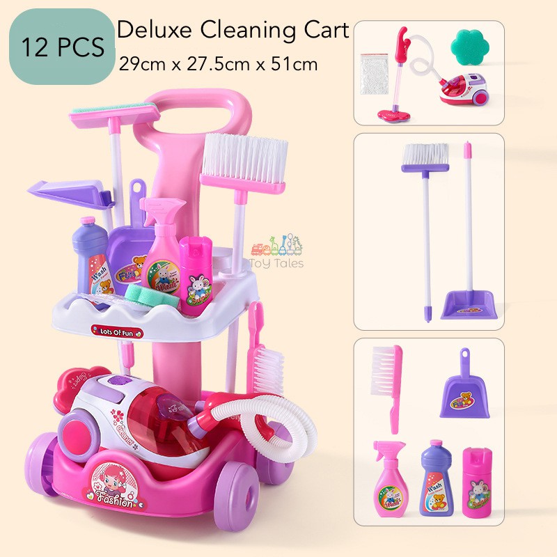 Cleaning Cart Child Kids Toy Set Vacuum Broom Pail Tong Dustpan Brush ...