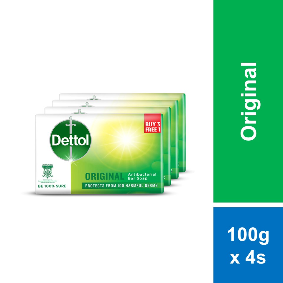 Dettol Body Soap Original 100g x 3+1s | Shopee Malaysia