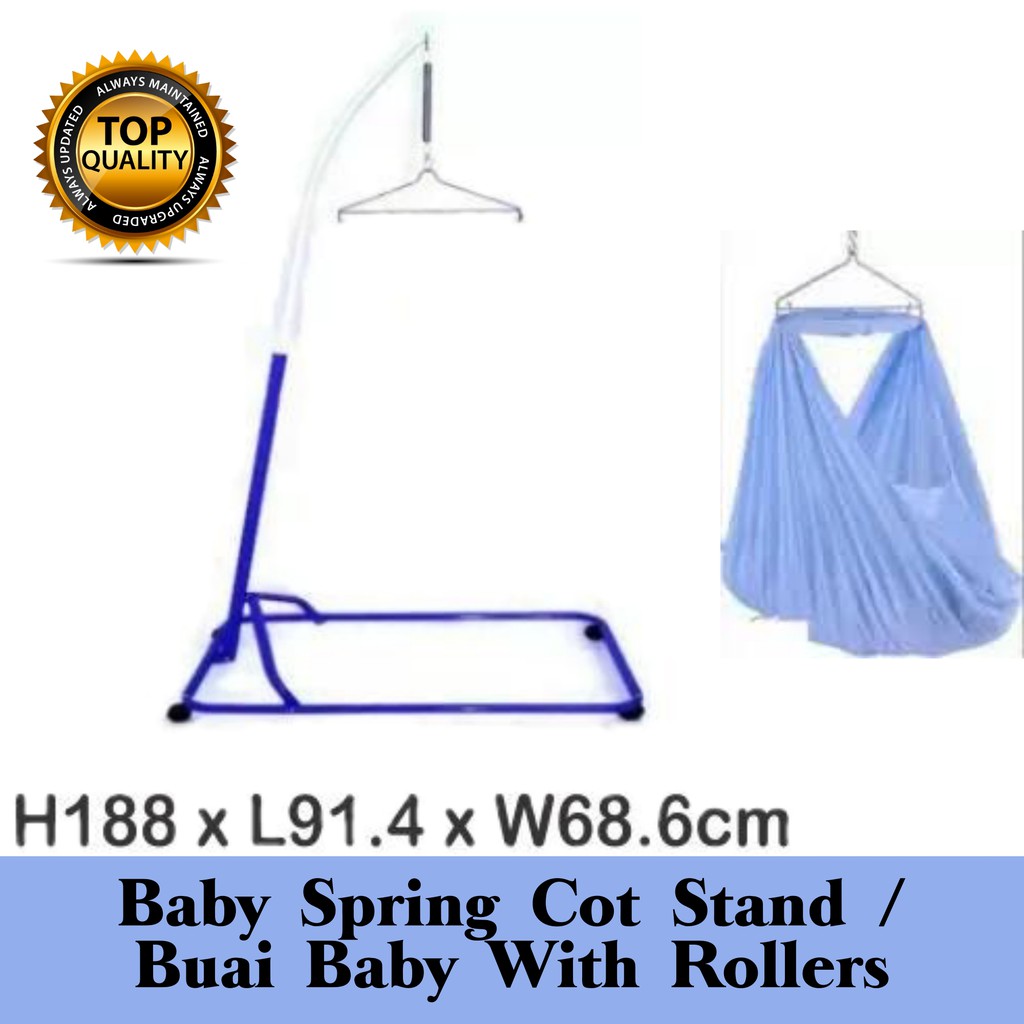 Buaian Bayi / Baby Cradle Swing / Baby Spring Cot Stand With 4 Rollers ...