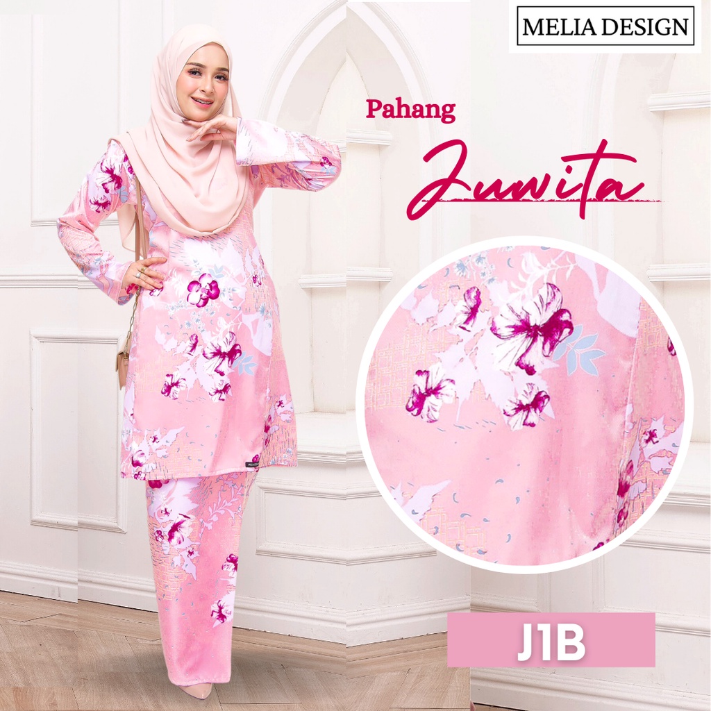By Melia Design Baju Kurung Pesak Pahang Silk Corak Bunga Murah Viral ...