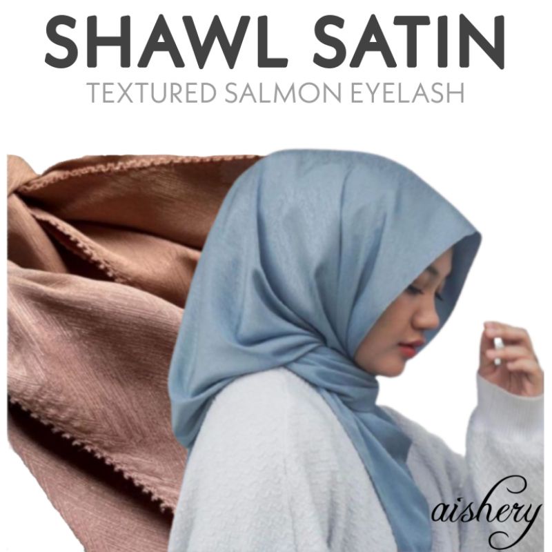 Tudung Shawl Satin Textured Salmon Eyelash Borong Shopee Malaysia