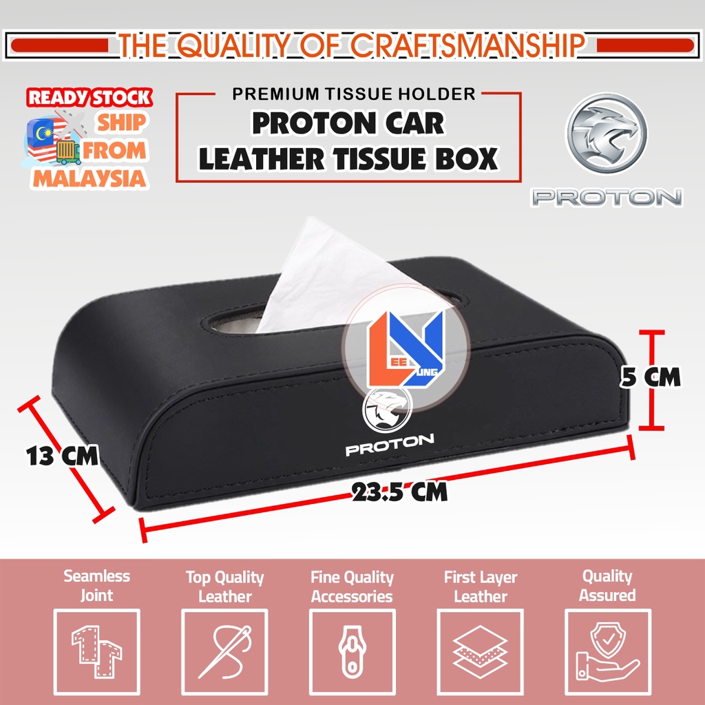PROTON SAGA X70 Leather Car Tissue Box Tisu Holder for X50 PERSONA GEN2 ...