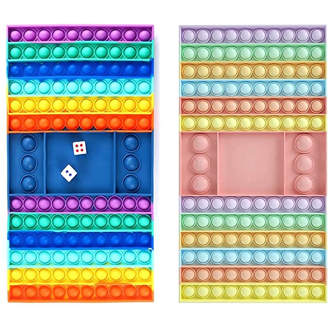 Big Pop It Game Fidget Toy Rainbow Chess Board Push Bubble Pop Fidget ...