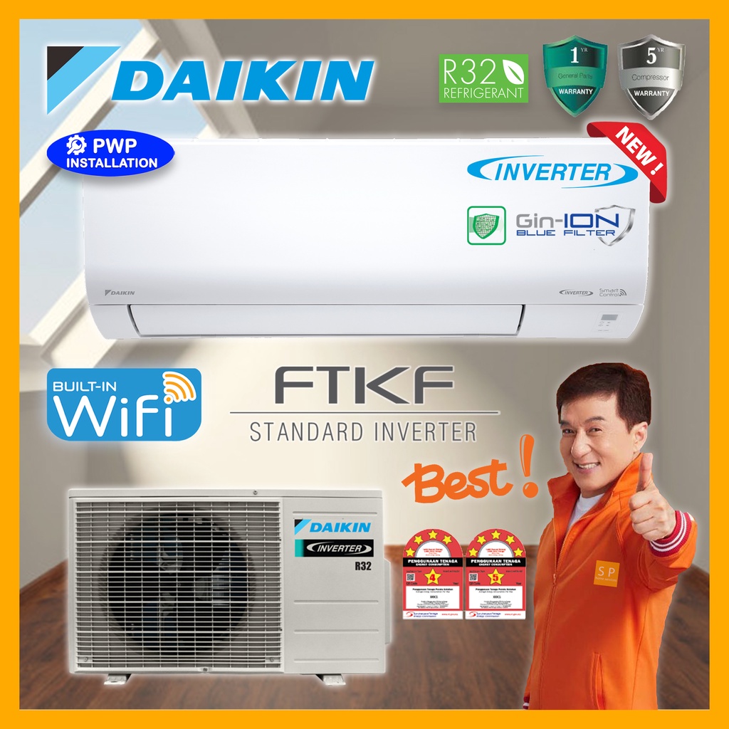 [5STARS FTKU] Daikin 1.0HP-2.5HP R32 Inverter WIFI Air Conditioner FTKF/FTKU Series (FTKF25C ...