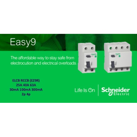 SCHNEIDER ELCB RCCB RCD 100ma 300ma 40A 63A 100A easy9 EZ9R56240 ...