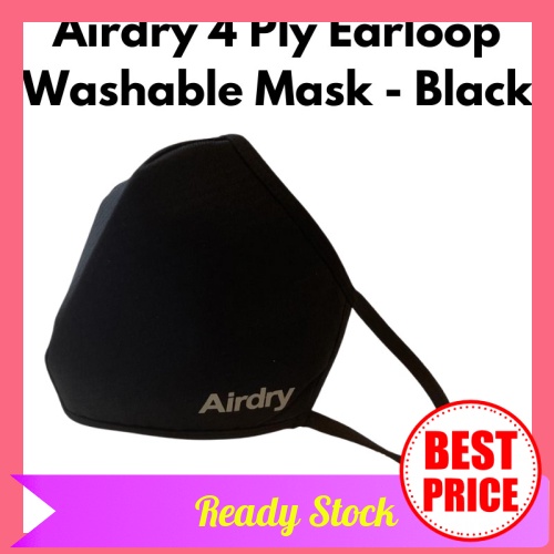 💥Airdry 4 Ply Earloop Washable Mask (Black) | Shopee Malaysia