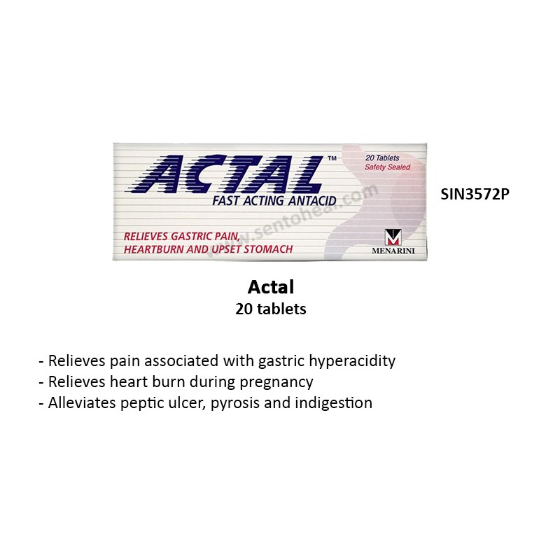 ACTAL ANTACID FOR INDIGESTION/GASTRIC/STOMACH WIND 10'S X2 | Shopee ...
