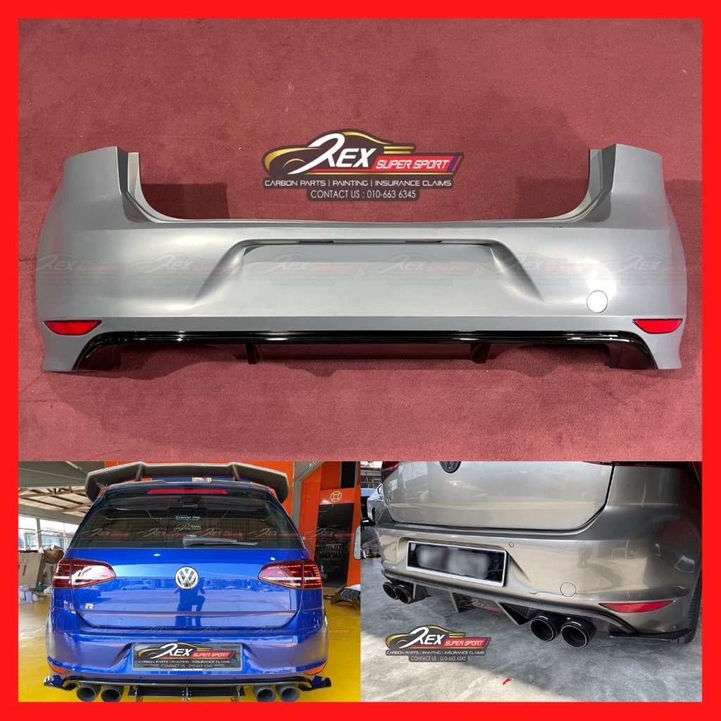 VW Volkswagen Golf Mk7 Bumper R Rear GTI R TSI Bodykit Bumper Belakang ...