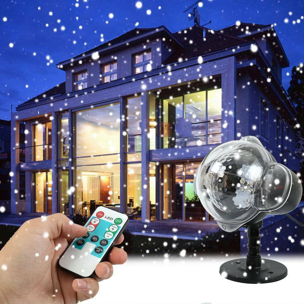 Outdoor Christmas Lights Laser Projector Snowflake LED Falling Snow ...