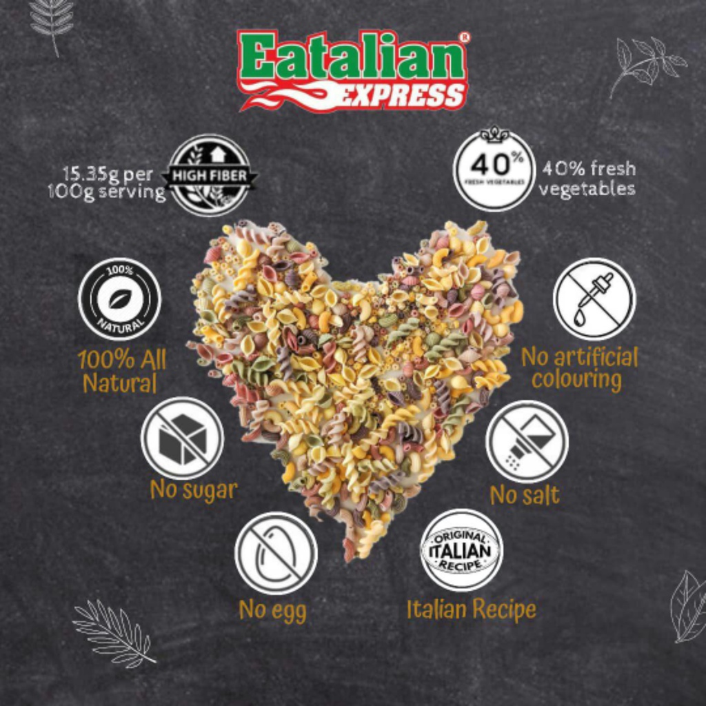 Eatalian Express Mixed Vegetables Pasta 250g 8M+ Pasta 10 Sayuran For ...
