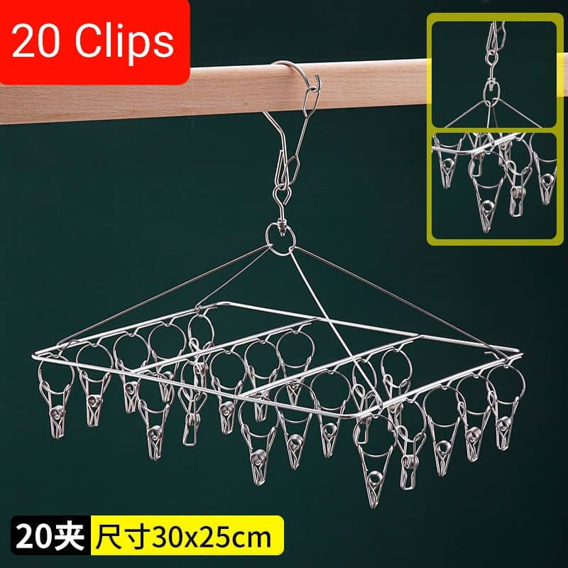 20/30/40/50 Stainless Steel Clips Cloth Hanger Laundry With Anti Wind ...