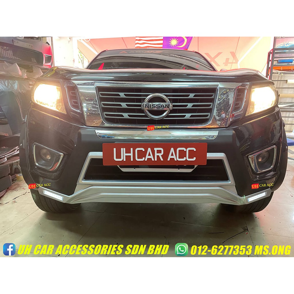 Nissan Navara NP300 Front Bumper Guard Protector With LED Daylight ...