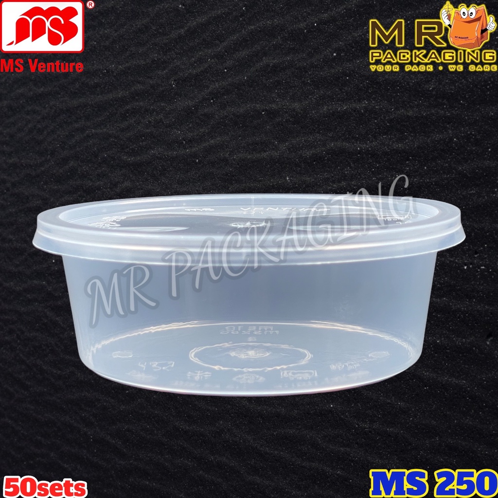 MS 250 300ml Round Container With Lid ( 50sets± ) 10oz Disposable Plastic PP 300 ml - MS Venture ...