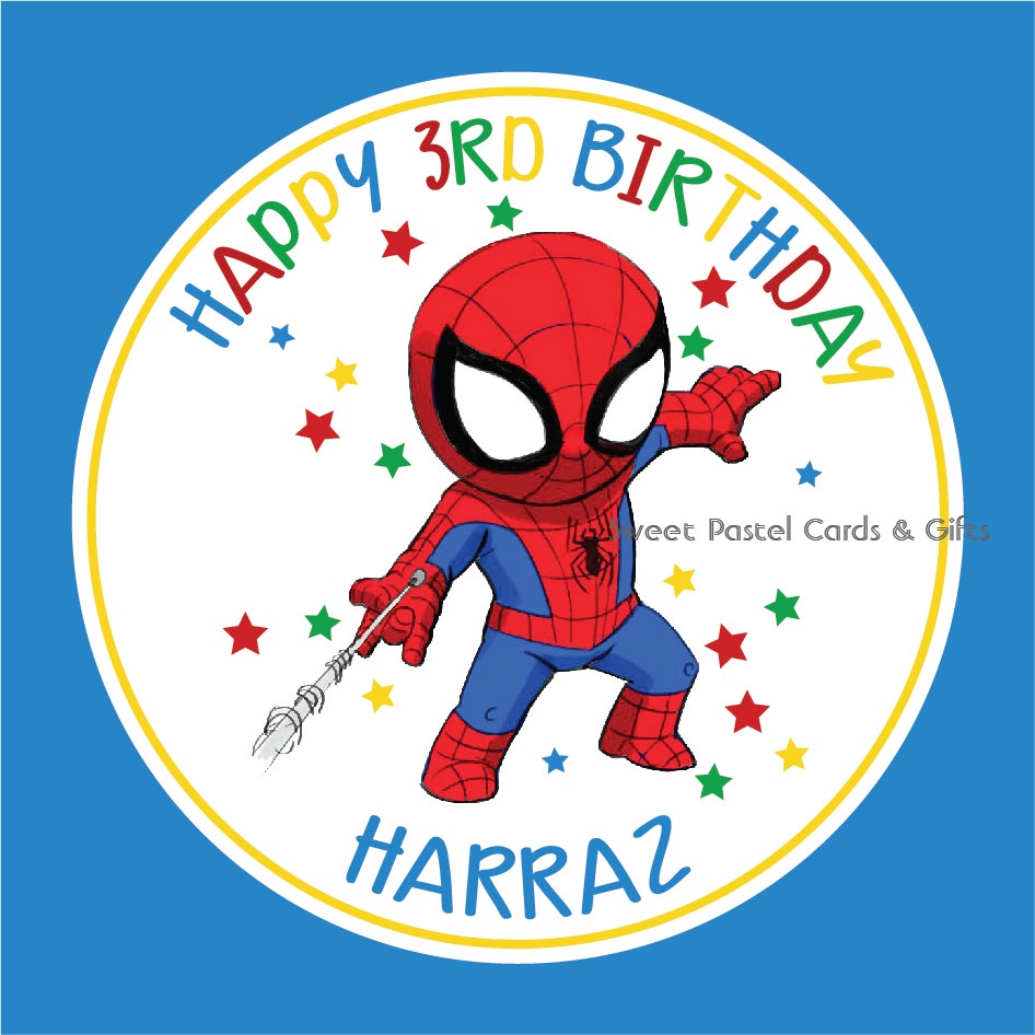 TQ STICKER BIRTHDAY DOOR GIFT CARTOON : SPIDERMAN. Size:4/5/6/7/8cm ...