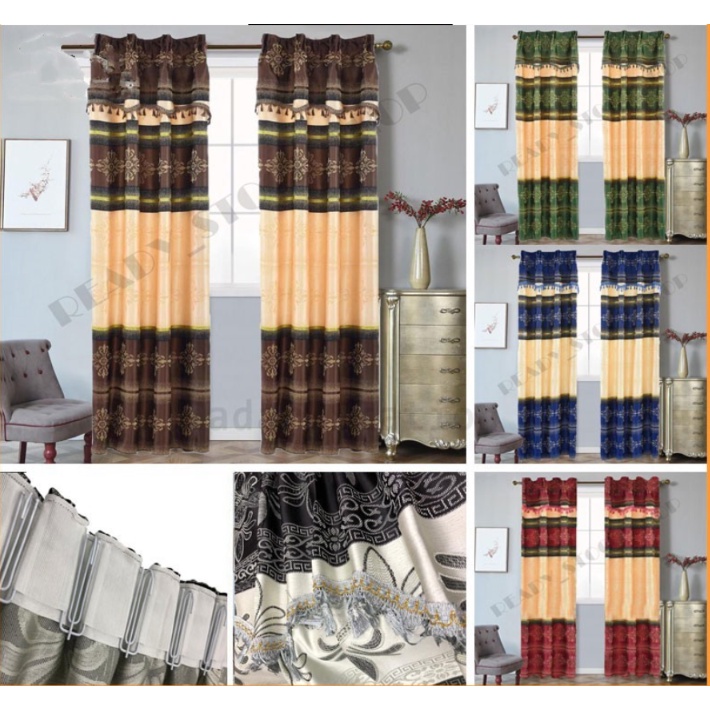 HLV_ Langsir Cangkuk Raya Curtain Flower Design Dawai Hook LANGSIR DOOR ...