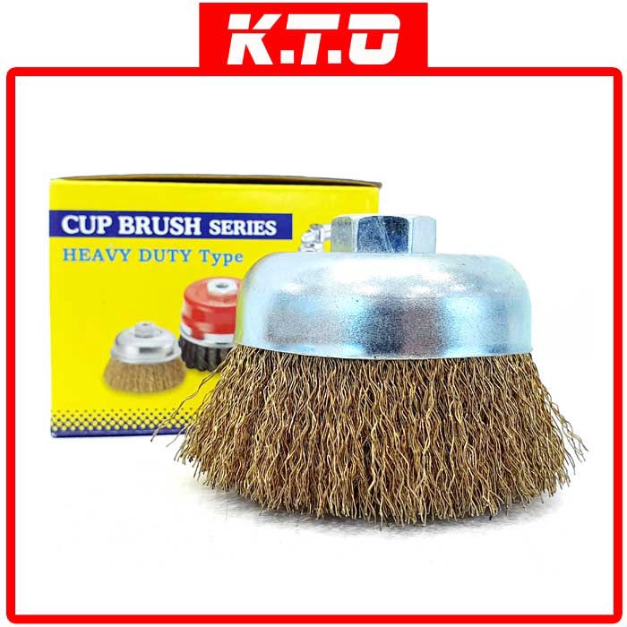Union 3'' Cup Brush M10 x 1.5 Brass Coated Steel Wire Heavy Duty Type ...